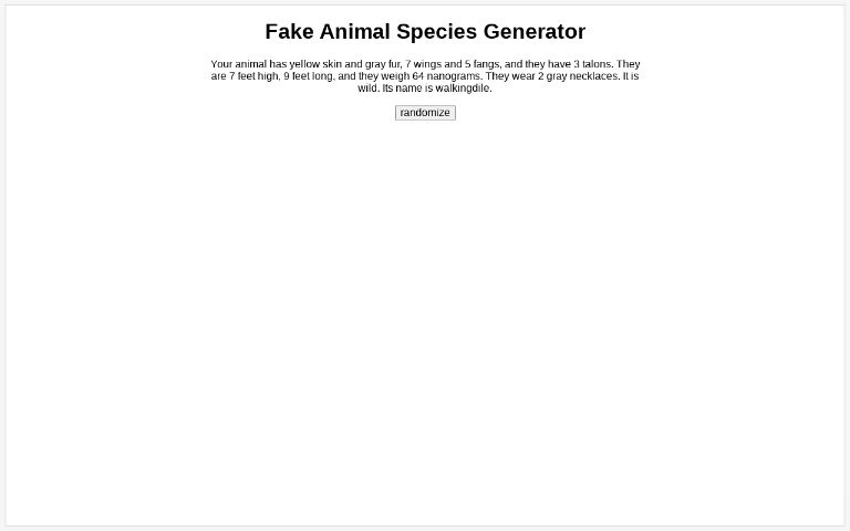 Fake Animal Species Generator