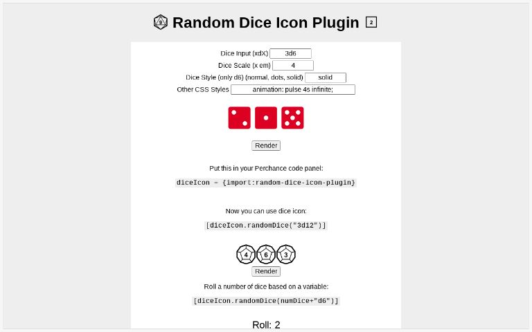 Random Dice Icon Plugin