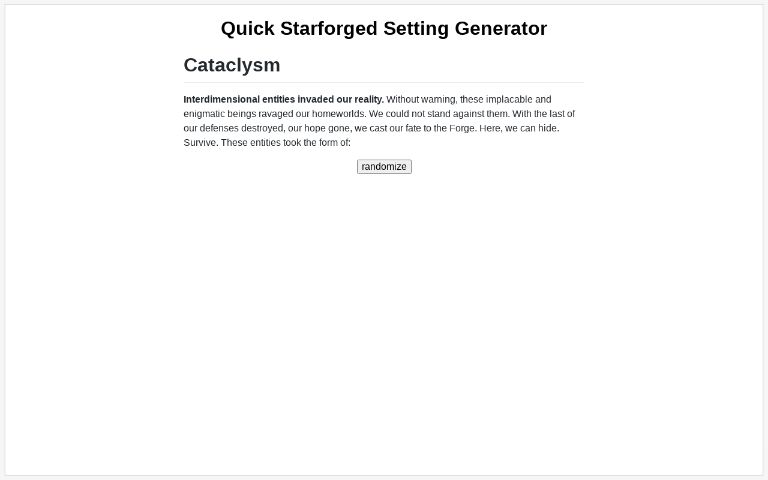 Quick Starforged Setting Generator