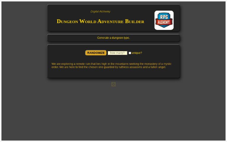 Dungeon World Adventure Builder ― Perchance Generator