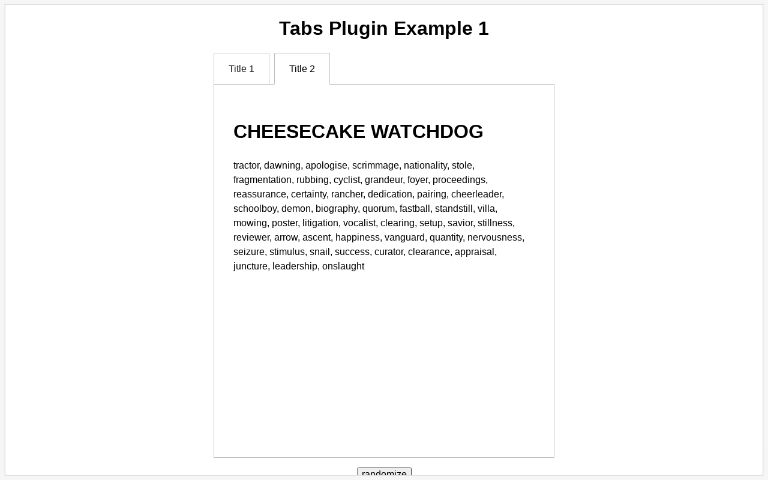 Tabs Plugin Example 1