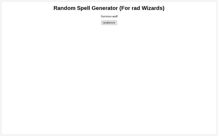 Random Spell Generator (For rad Wizards)