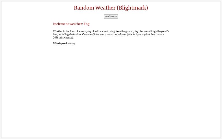 Random Weather (Blightmark) ― Perchance Generator