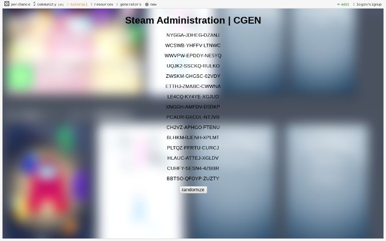 Steam Administration | CGEN ― Perchance Generator