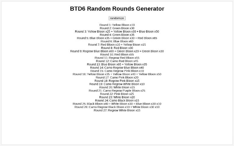 BTD6 Random Rounds Generator
