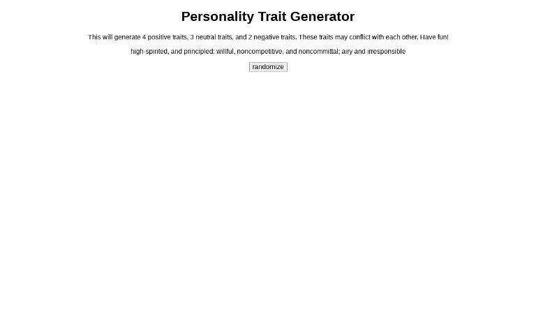 Personality Trait Generator