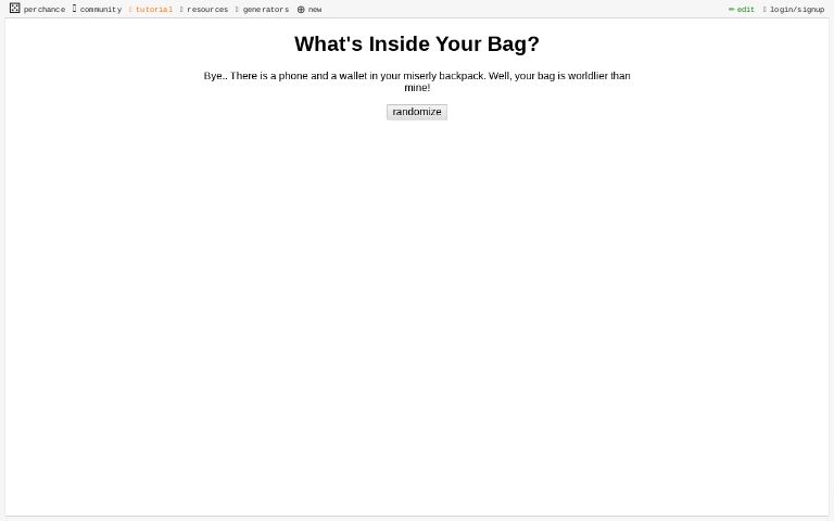 What's Inside Your Bag? ― Perchance Generator