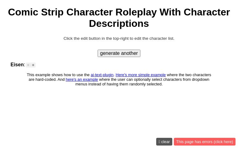 Comic Strip Character Roleplay With Character Descriptions