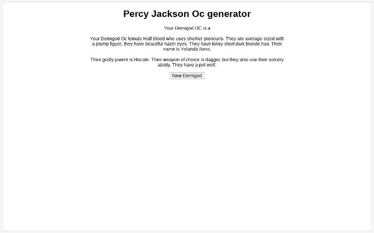 Percy Jackson Oc generator