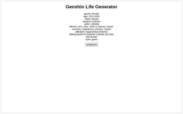 Genshin Life Generator