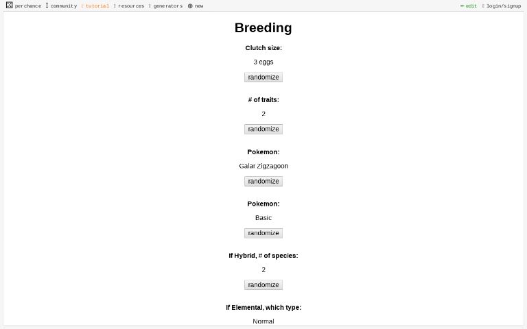 Breeding ― Perchance Generator