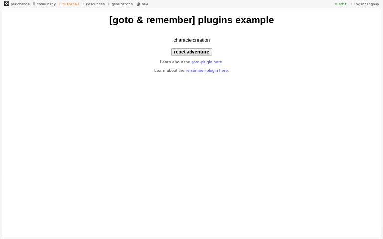 [goto & remember] plugins example ― Perchance Generator