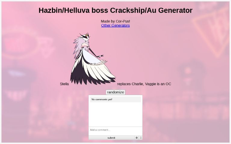 Hazbin/Helluva boss Crackship/Au Generator