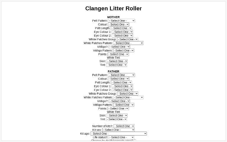 Clangen Litter Roller ― Perchance Generator