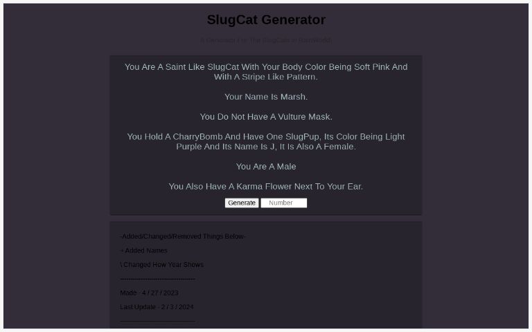 SlugCat Generator
