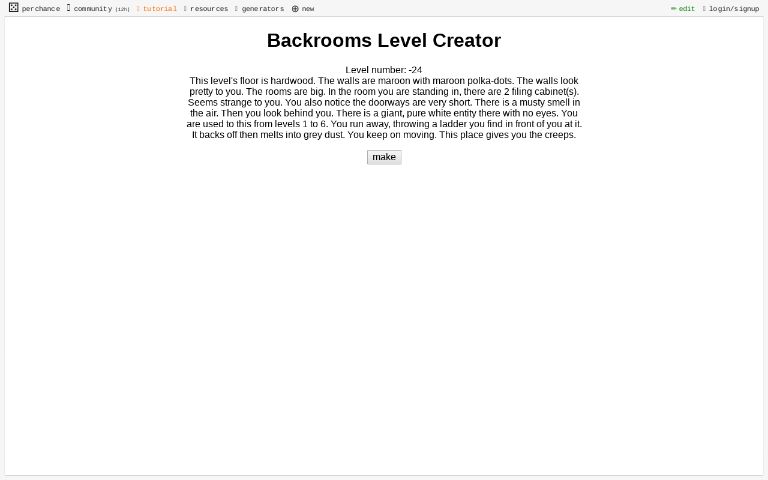 Backrooms Level Creator ― Perchance Generator