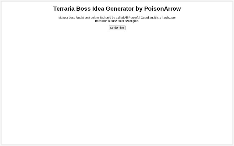 Terraria Boss Idea Generator by PoisonArrow