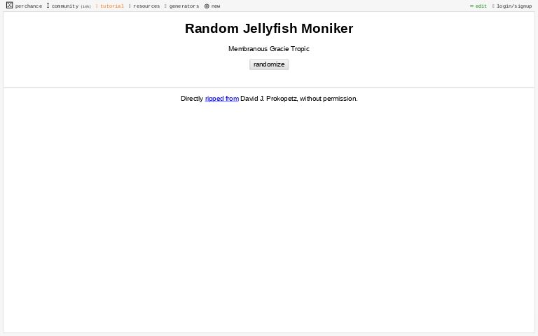 Random Jellyfish Moniker ― Perchance Generator