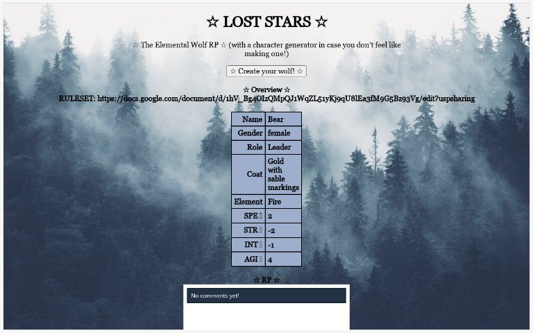 LOST STARS ☆ ― Perchance Generator