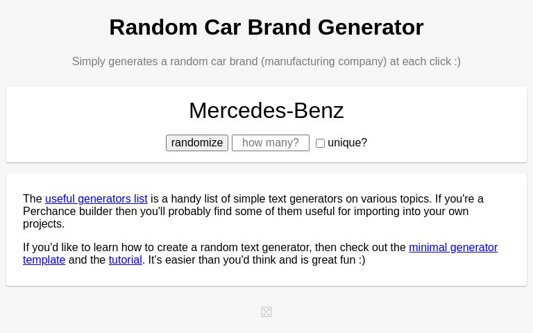 Random Car Brand Generator