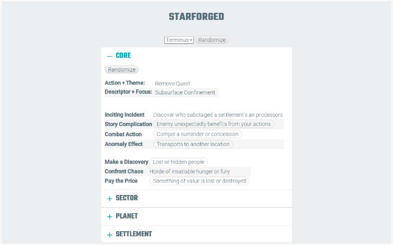 Starforged ― Perchance Generator