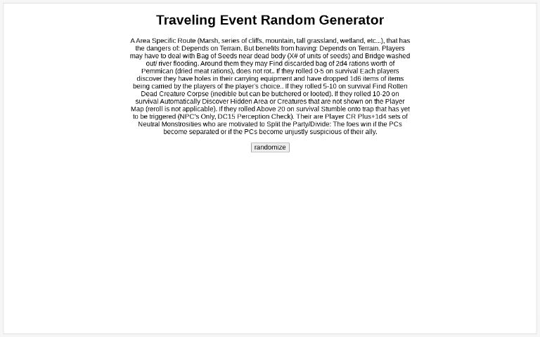 Traveling Event Random Generator