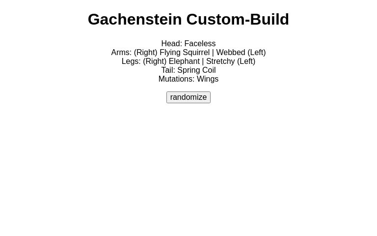 Gachenstein Custom-Build ― Perchance Generator