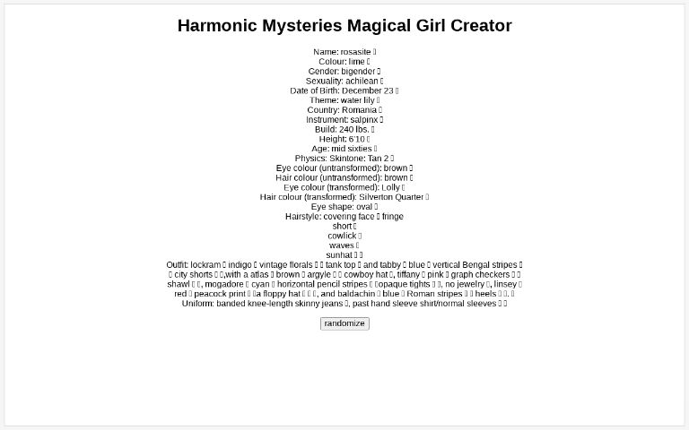Harmonic Mysteries Magical Girl Creator ― Perchance Generator