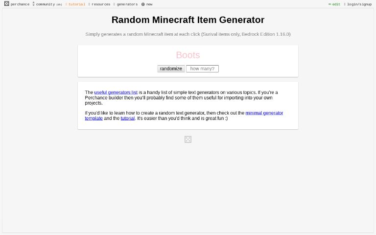 Random Minecraft Item Generator