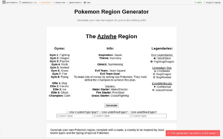Pokemon Region Generator