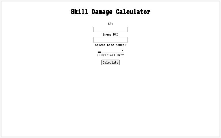 Skill Damage Calculator ― Perchance Generator