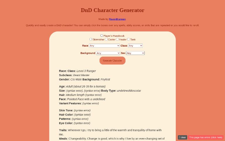 DnD Character Generator