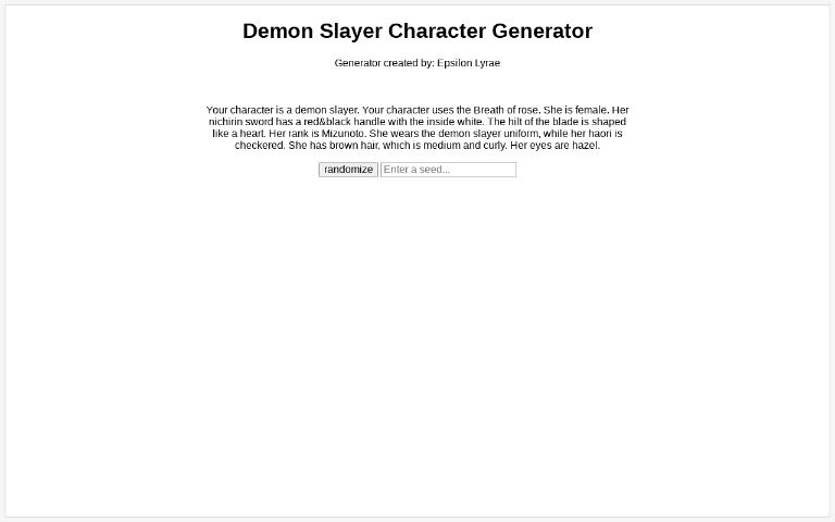 Demon Slayer Character Generator