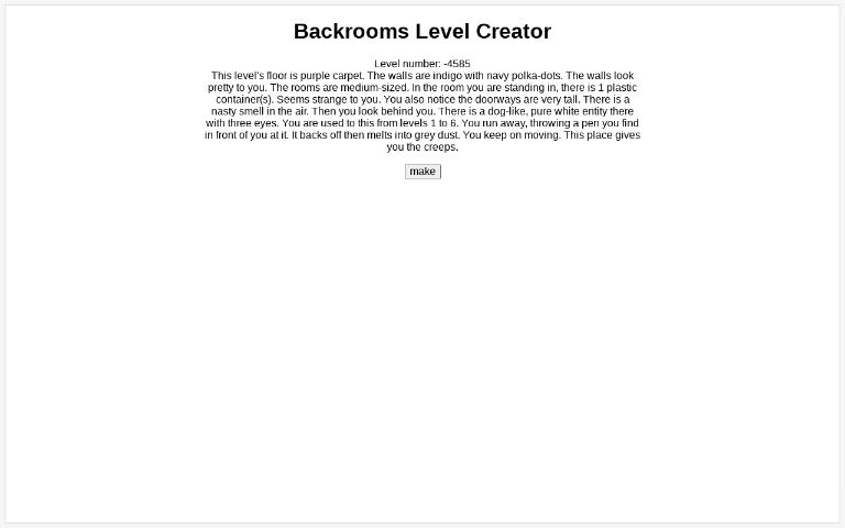 Backrooms Level Creator ― Perchance Generator