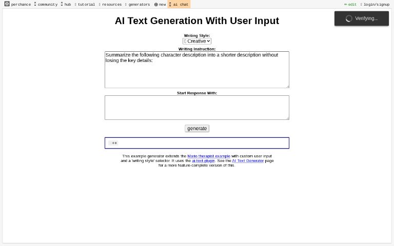 AI Text Generation With User Input