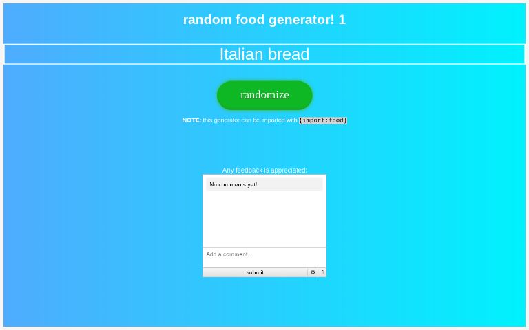 random food generator! 1