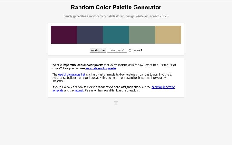 Random Color Palette Generator