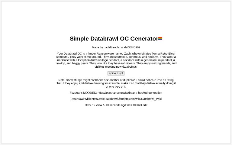 Simple Databrawl OC Generator