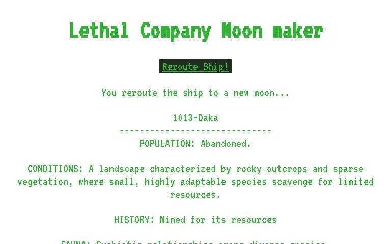 Lethal Company Moon maker ― Perchance Generator