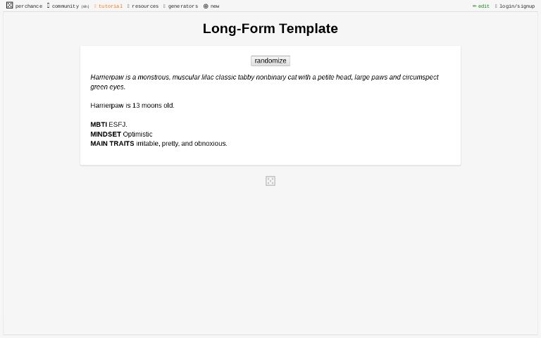 Long-Form Template ― Perchance Generator