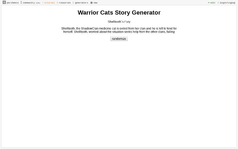 Warrior Cats Story Generator