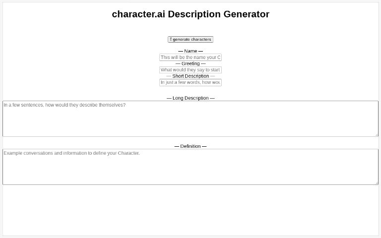 character.ai Description Generator