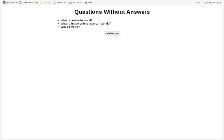 Questions Without Answers ― Perchance Generator