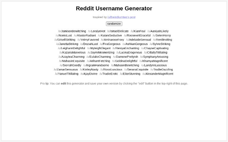 Reddit Username Generator