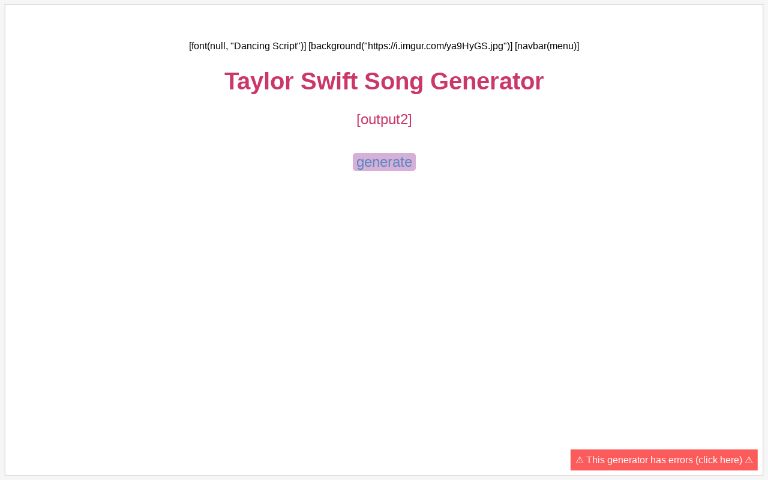 Taylor Swift Song Generator