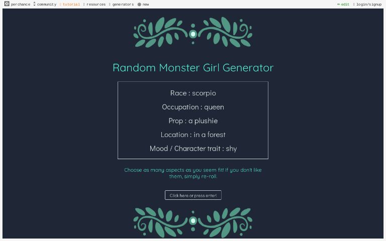Random Monster Girl Generator