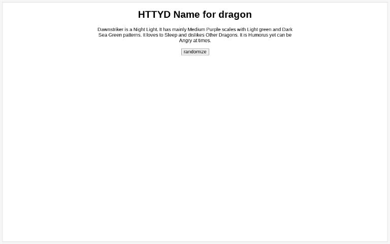 HTTYD Name for dragon ― Perchance Generator
