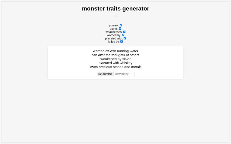 monster traits generator
