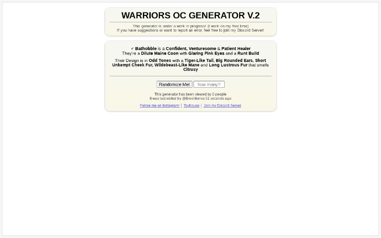 WARRIORS OC GENERATOR V.2