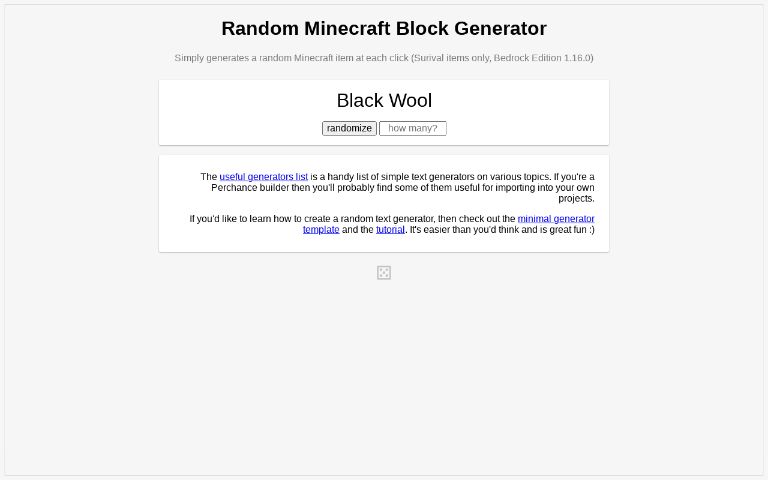 Random Minecraft Block Generator